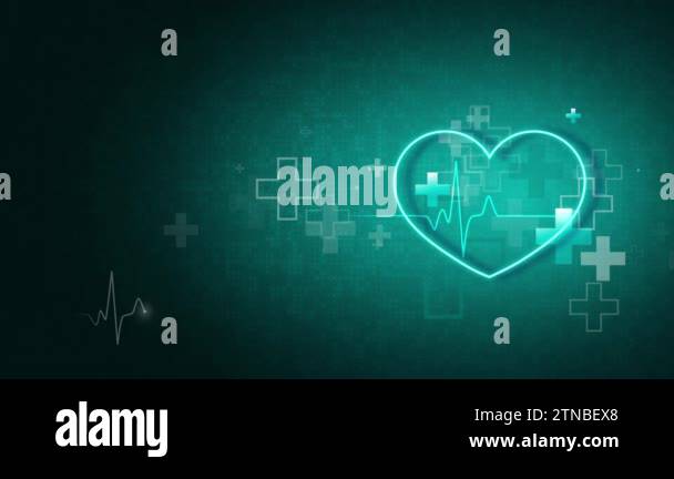 Heart shape with animated cardio pulse. Health care medical teal ...
