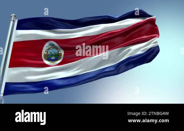 4k render Costa Rica Flag video waving in wind. Costa Rica Flag Wave ...