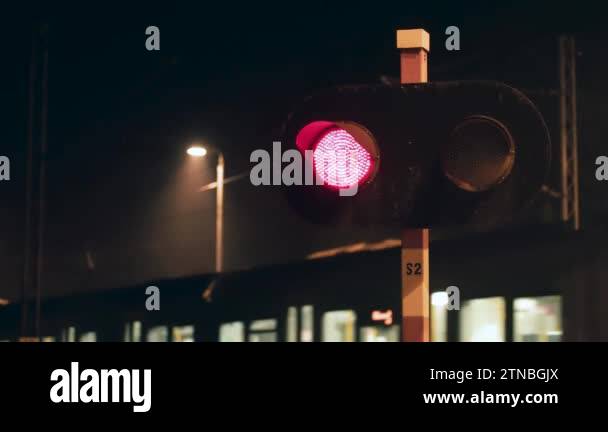 Train crossing an railway crossing at night Stock Videos & Footage - HD ...