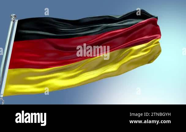 4k render Germany Flag video waving in wind. Germany Flag Wave Loop ...