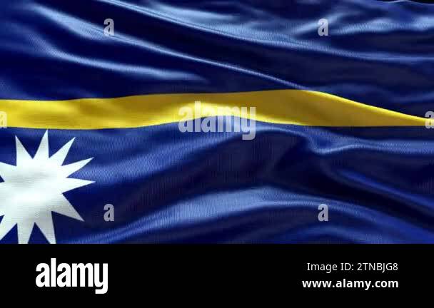 4k render Nauru Flag video waving in wind. Nauru Flag Wave Loop waving ...