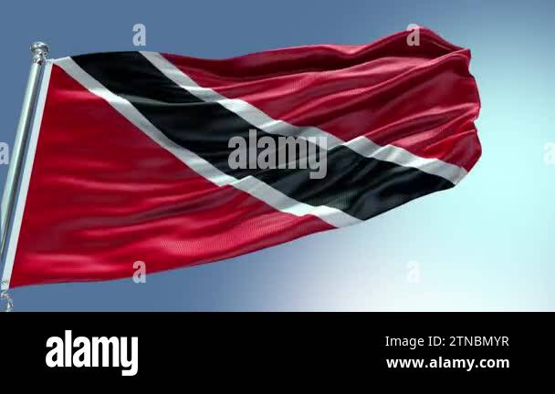 4k render Trinidad and Tobago Flag video waving in wind. Trinidad and ...