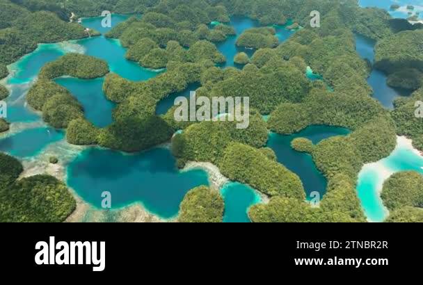 Landscape of tropical mountains and azure water in beautiful lagoon ...
