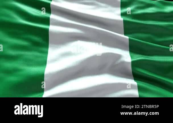 4k render Nigeria Flag video waving in wind. Nigeria Flag Wave Loop ...