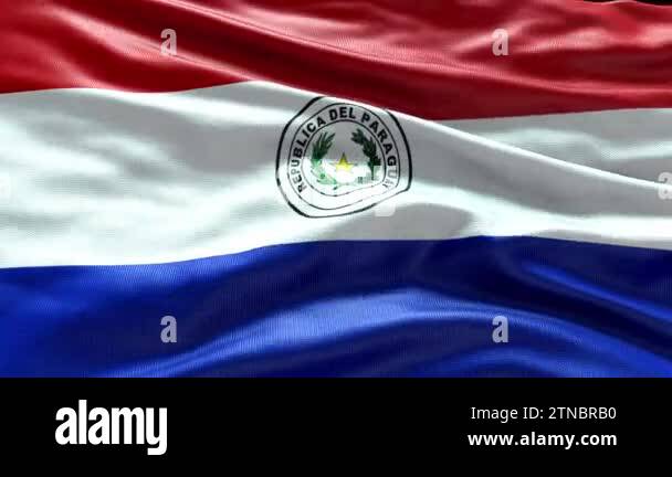 4k render Paraguay Flag video waving in wind. Paraguay Flag Wave Loop ...