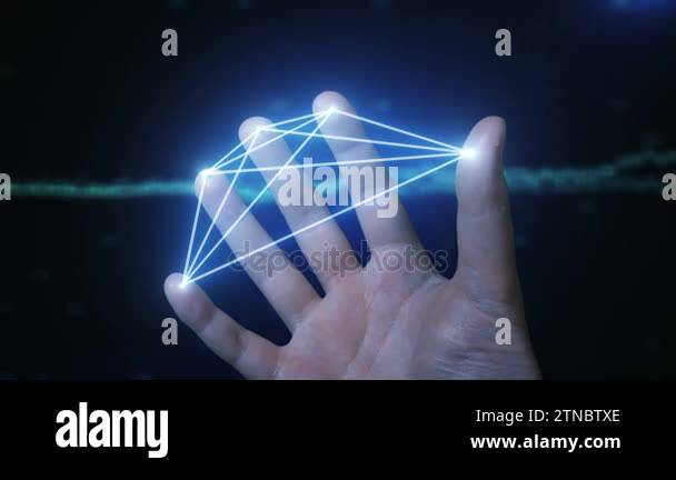 Abstract animation of the connection of the fingers of the hand Stock ...