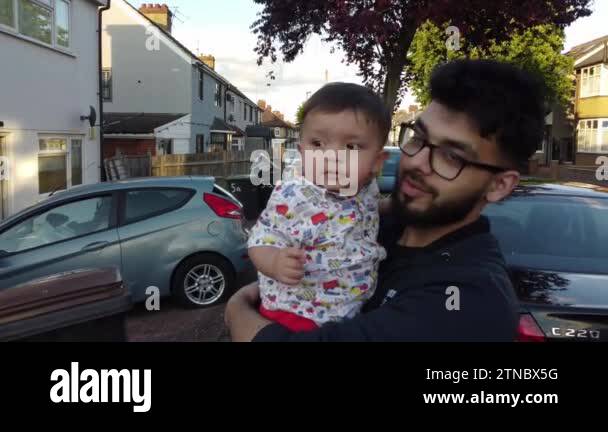 Young Handsome Asian Dad and His Cute Little Baby Boy is Posing at ...