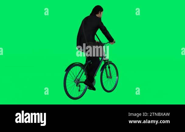 3d render green screen chroma key animation isolated A courier with a ...