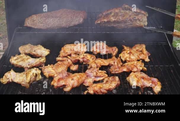 Grilling beef, pork, chicken, on barbecue grill is delicious way to ...