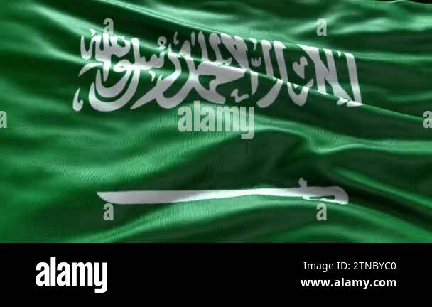 4k render Saudi Arabia Flag video waving in wind. Saudi Arabia Flag ...