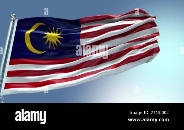 4k render Malaysia Flag video waving in wind. Malaysia Flag Wave Loop ...