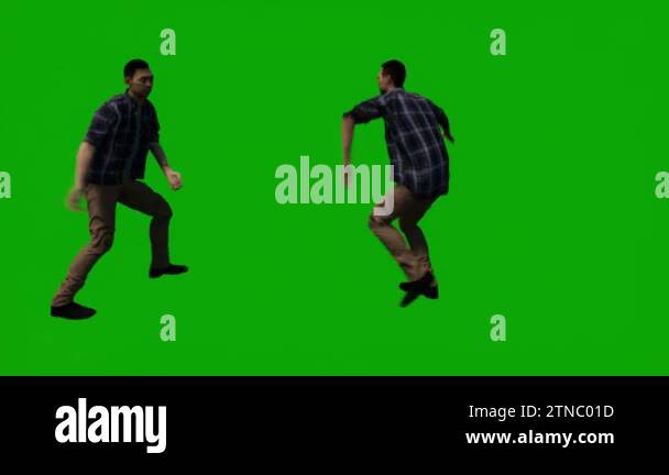 3d render green screen chroma key animation isolated A young man ...