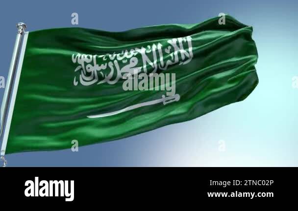 4k render Saudi Arabia Flag video waving in wind. Saudi Arabia Flag ...