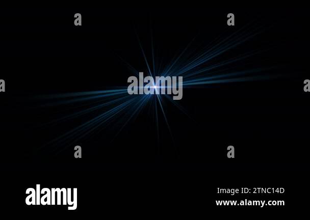 Abstract seemless loop center glow blue star light optical flare shine ...
