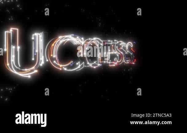 Success, digital and text for winning, promotion or achievement against ...