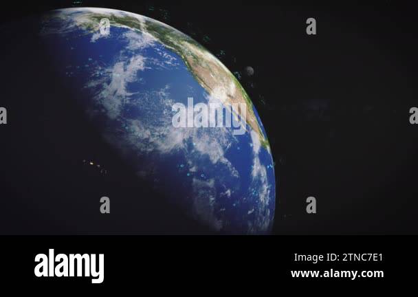 Planet Earth from space. Visual effects on digital layer above surface ...