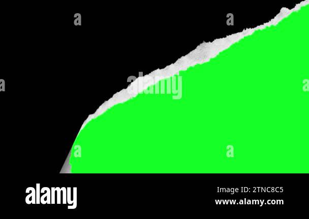 Torn paper transition effects with the green screen background Stock ...