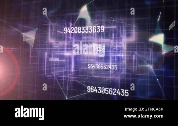 Animation Of Connected Dots Forming Globe And Cryptography With Illuminated Moving Lines