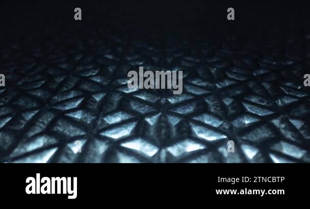 Metal grid platform reflecting light, camera motion, bumpy 3D surface ...
