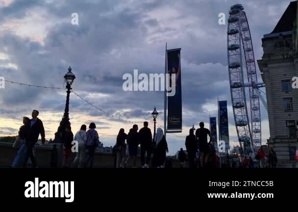 Tourists Walking Along Pathway of London Eye at Westminster Central ...