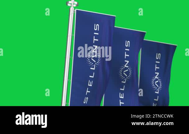 Amsterdam, NL, May 20 2023: Stellantis banners waving. Multinational ...