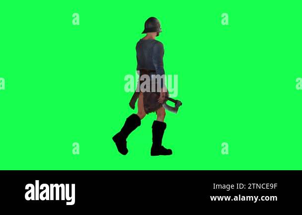 3d people in chroma key background isolated Walking medieval warrior ...