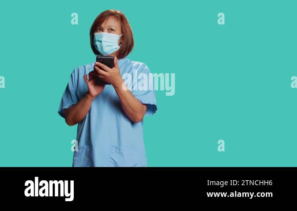 Worried nurse delivering bad news to patient in telemedicine phone chat ...