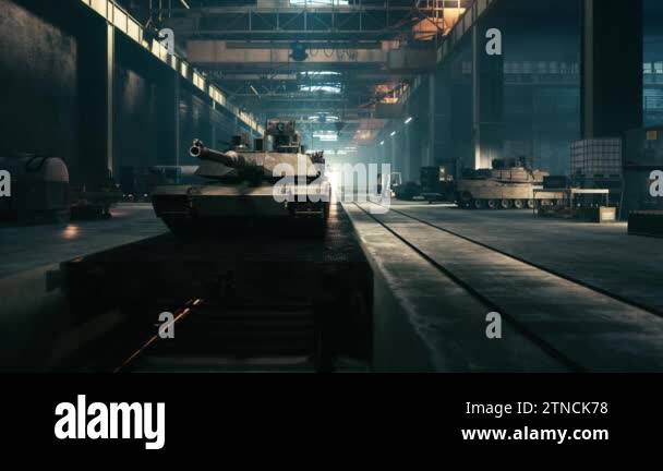 Production of military tanks at the factory. Military factory weapon ...