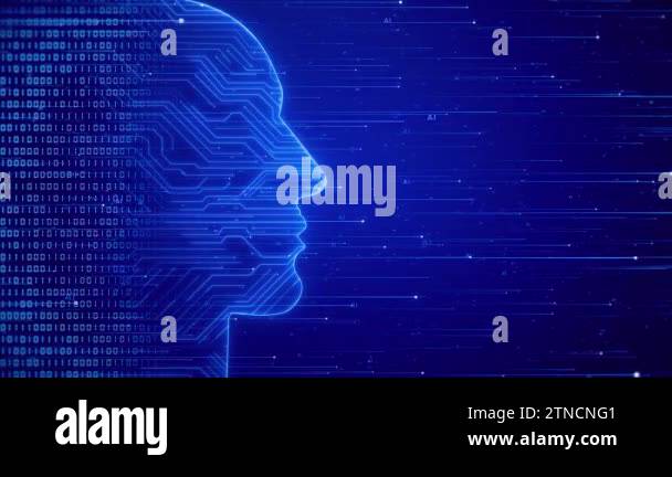 Digital AI Artificial intelligence Futuristic brain animation. human ...