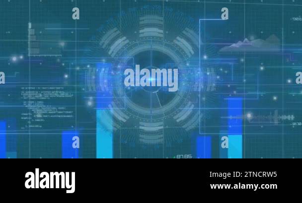 Animation Of Radar In Arc Reactor Over Graphs And Computer Language Against Map In Background
