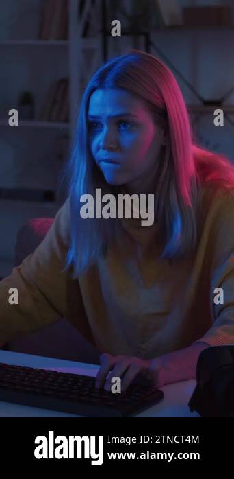 Vertical video. Game tools. Inspired woman. Competition fun. Addicted ...