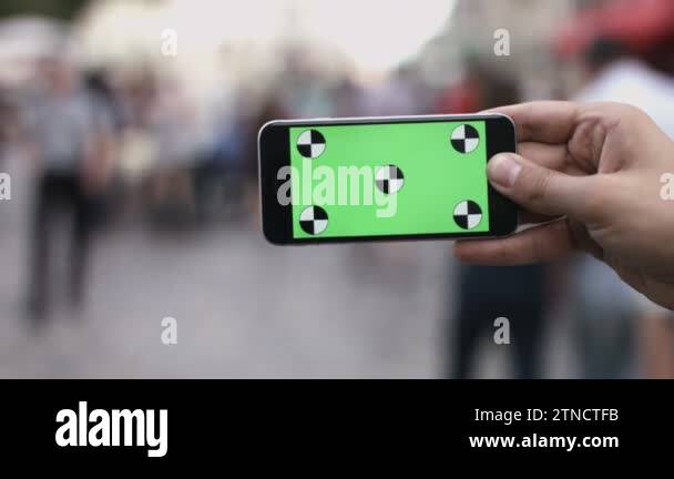 Smart Phone Held by Hand Green screen Chroma Key Tracking Motion ...