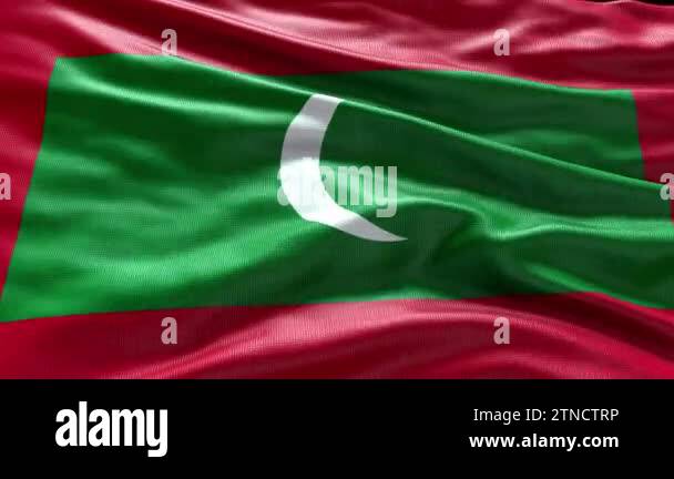 4k render Maldives Flag video waving in wind. Maldives Flag Wave Loop ...
