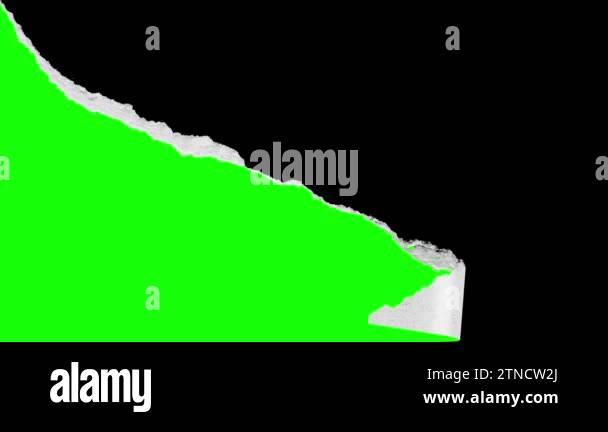 Torn paper transition effects with the green screen background Stock ...