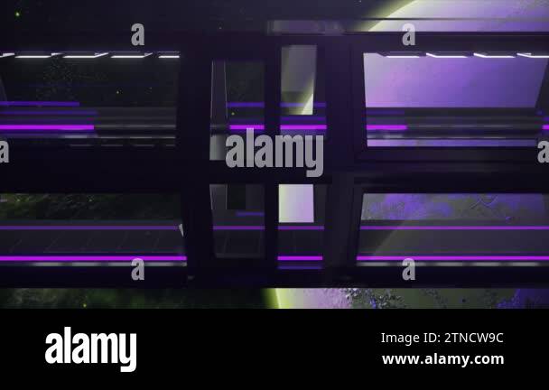 Space concept. Astronaut going through the long tunnel to another ...