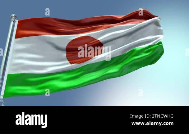 4k render Niger Flag video waving in wind. Niger Flag Wave Loop waving ...