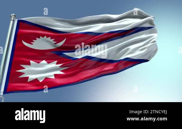 4k render Nepal Flag video waving in wind. Nepal Flag Wave Loop waving ...