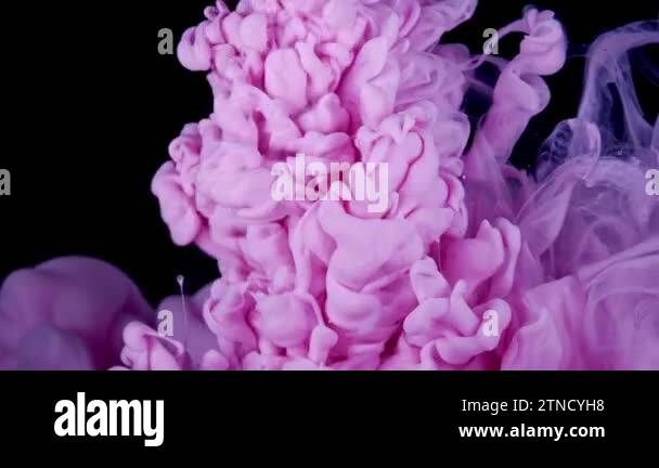 Dynamic Color Transformation: Pink Paint Drops Mixing in Water, Slow ...