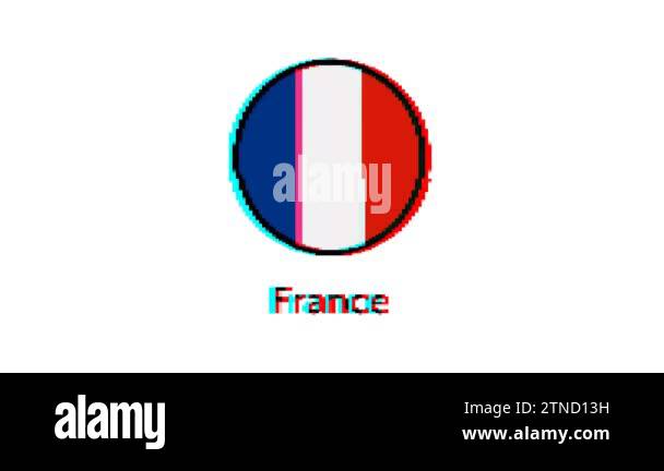 French flag Motion Graphics. Pixel France flag with glitch effect on ...
