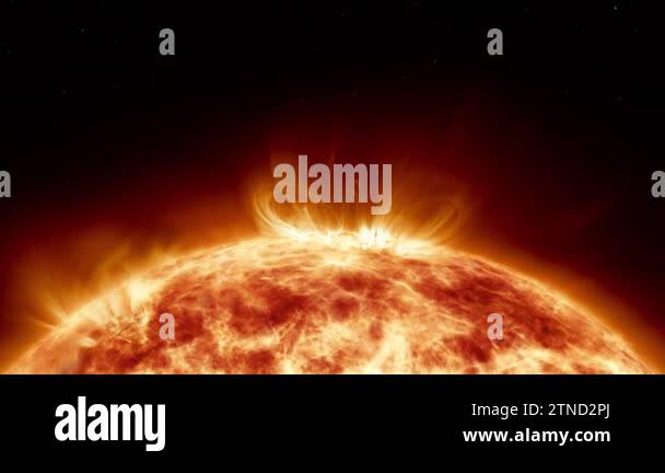 Earth's sun in outer space. Artistic Concept 3D animation as lower ...