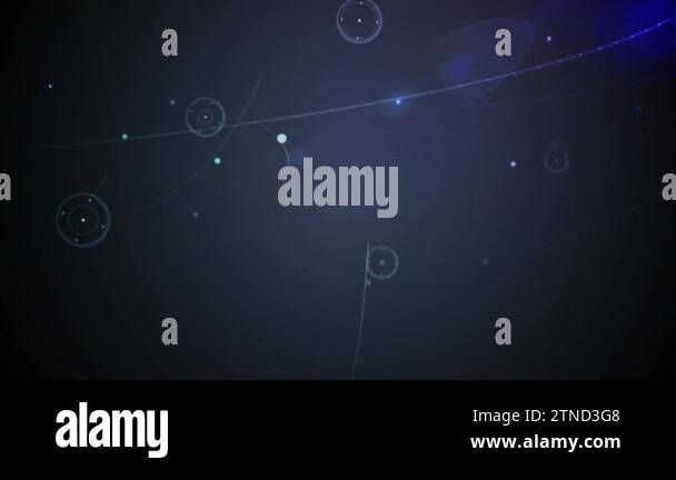 Animation Of Dots And Circles Connected With Lines Illuminated Lens Flare On Abstract