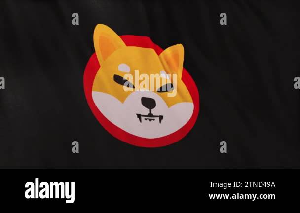 SHIB Shiba Inu Coin icon logo on black flag banner background. Concept ...