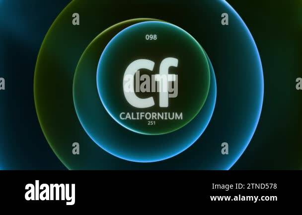 Californium as Element 98 of the Periodic Table. Concept animation on ...