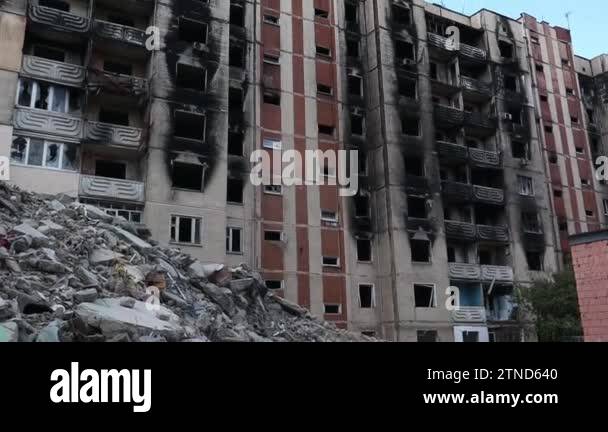Demolition of a high-rise building. The collapse of a residential ...