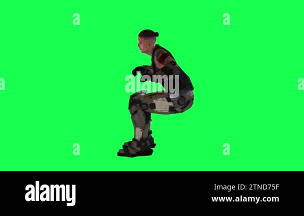 Animated man sitting talking from right angle on green screen 3D people ...