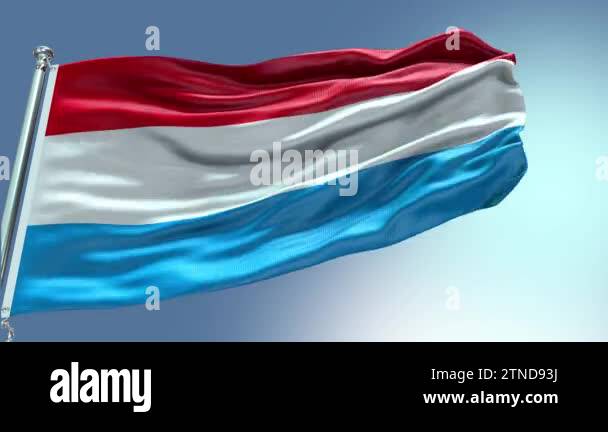 4k render Luxembourg Flag video waving in wind. Luxembourg Flag Wave Loop waving in wind ...