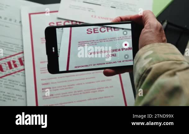 Photographing Top Secret Documents. Top view Stock Video Footage - Alamy
