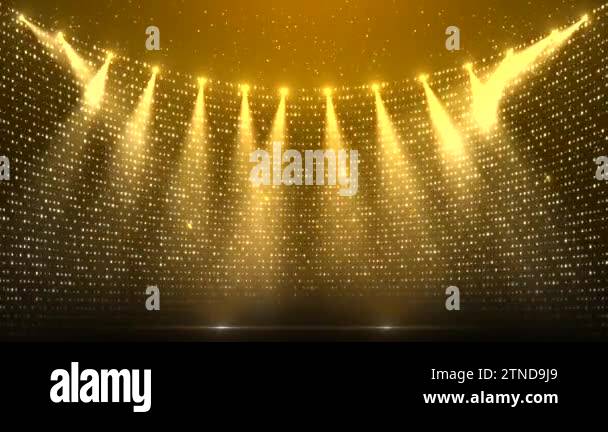 4K Golden Particle light spot flashing award party stage background ...