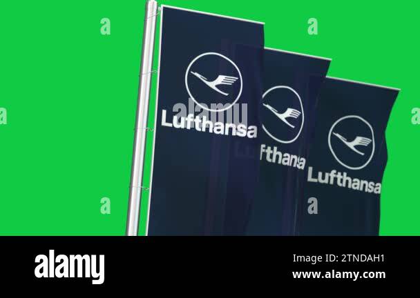 Cologne, Germany, June 6 2023: Three vertical banners with Lufthansa ...