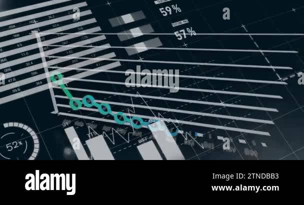 Animation of connected dots forming graph with months name over infographic interface. Digitally ...